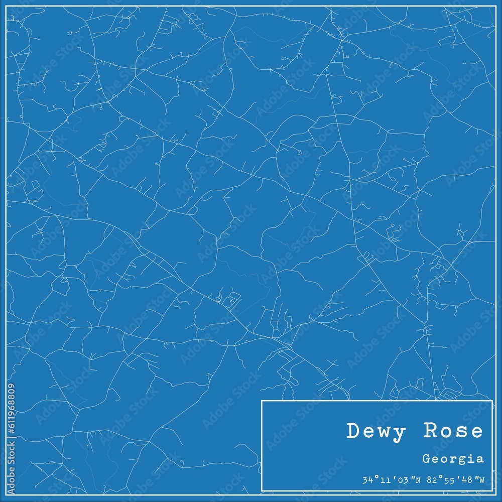 Fototapeta mapa świata dla dzieci Blueprint US city map of Dewy Rose, Georgia. | Fototapety dla ...