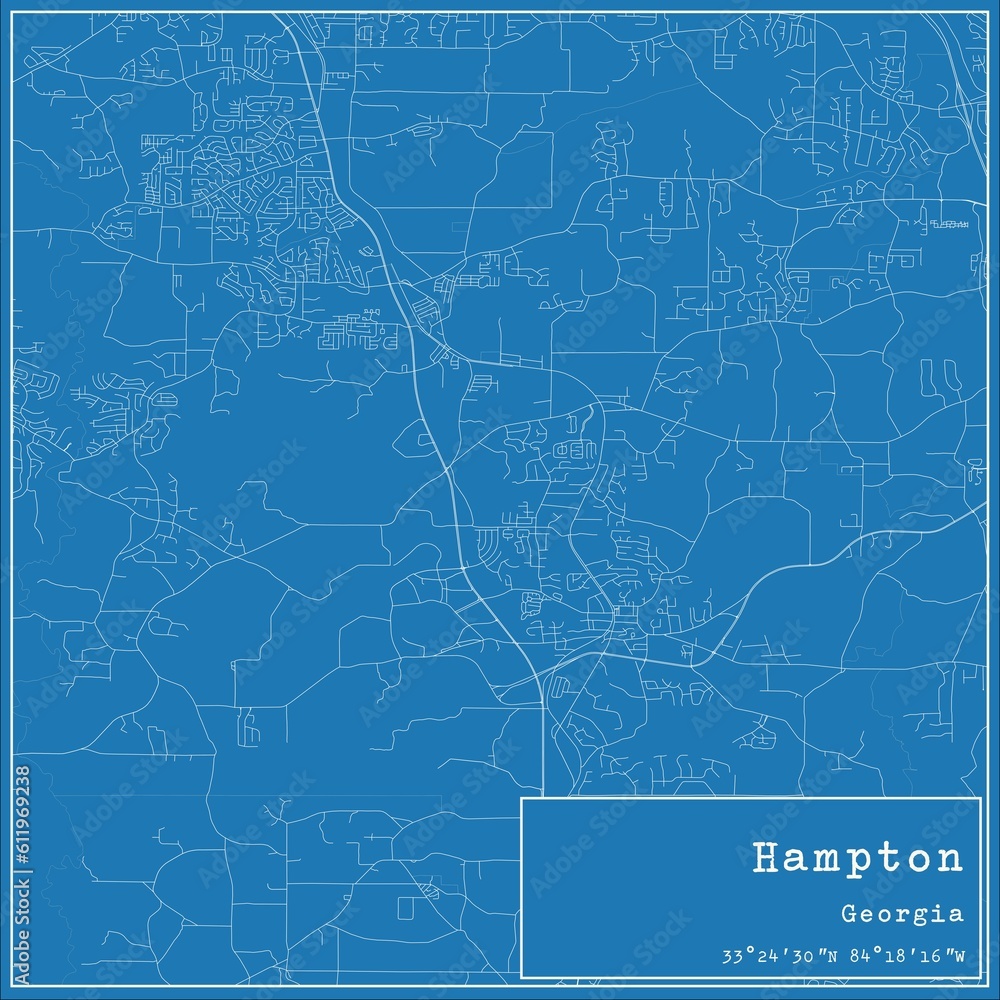 Fototapeta mapa świata dla dzieci Blueprint US city map of Hampton ...