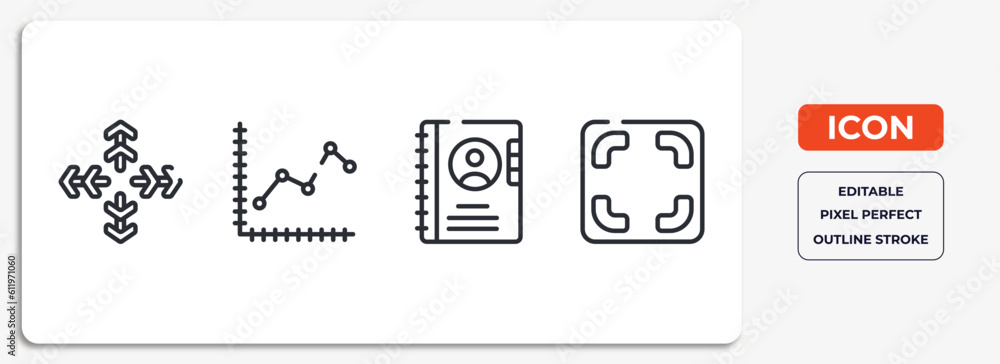 Set Of User Interface Outline Icons Thin Line Icons Included Move Arrows Thin Line Line Dot