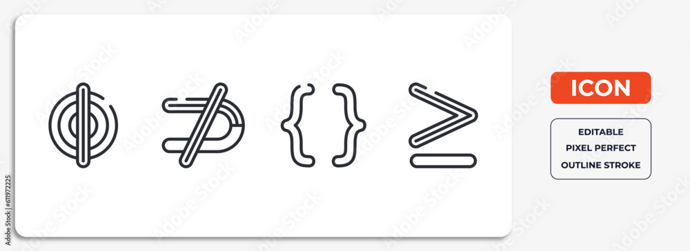 set of signs outline icons. thin line icons included circle with vertical line, is not a sub ...