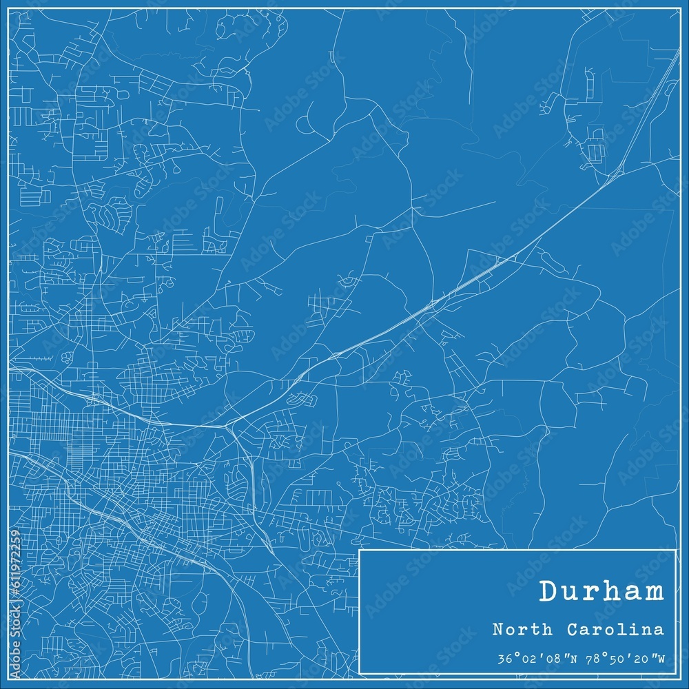 Blueprint US city map of Durham, North Carolina. Stock Illustration ...