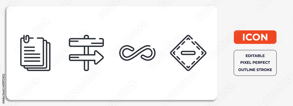 set of signs outline icons. thin line icons included paper sheet thin ...