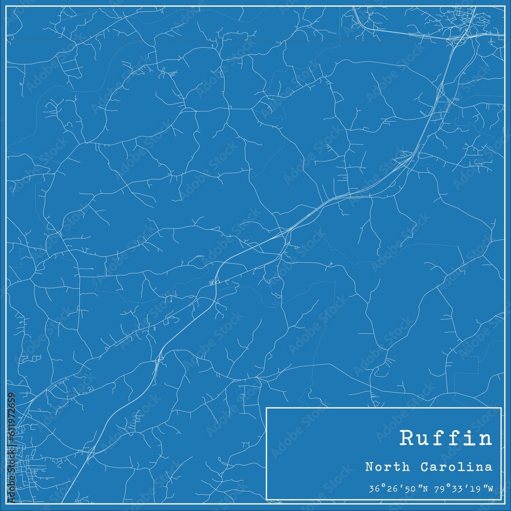 Fototapeta mapa świata dla dzieci Blueprint US city map of Ruffin ...