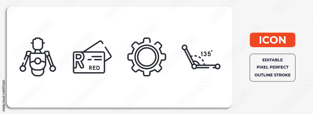 set of other outline icons. thin line icons included robot of japan thin line, red abstract ...