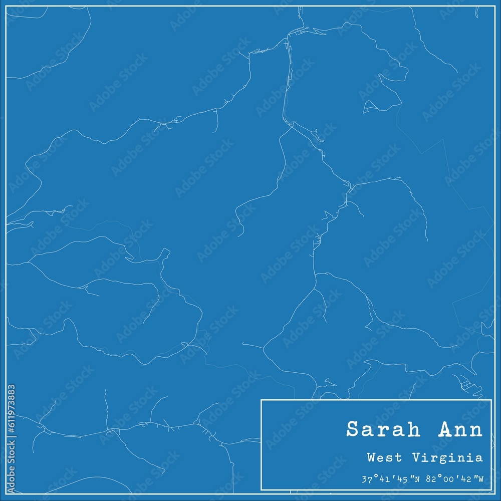 Blueprint US city map of Sarah Ann, West Virginia. Stock Illustration ...