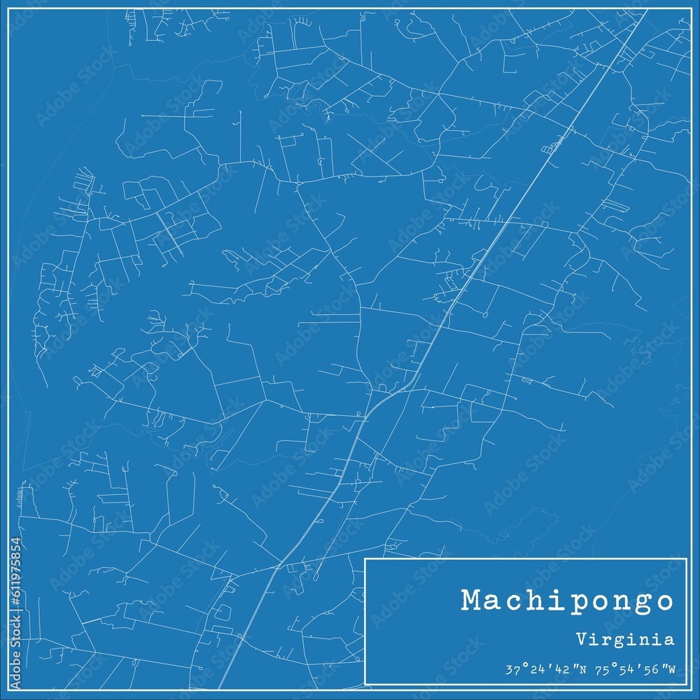 Fototapeta mapa świata dla dzieci Blueprint US city map of Machipongo ...