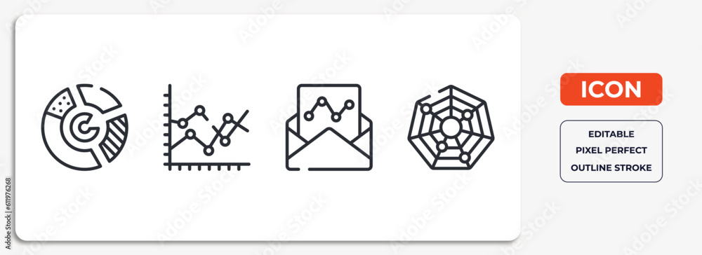 Set Of Business And Analytics Outline Icons Thin Line Icons Included Data Analysis Pie Chart