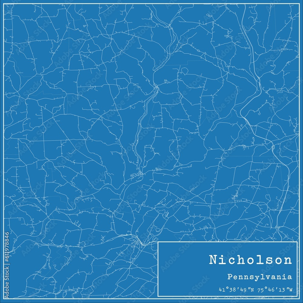 Fototapeta mapa świata dla dzieci Blueprint US city map of Nicholson ...