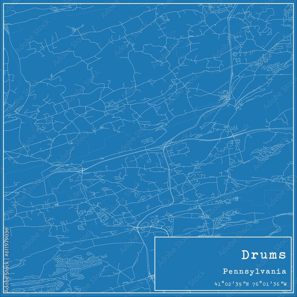 Fototapeta mapa świata dla dzieci Blueprint US city map of Drums ...