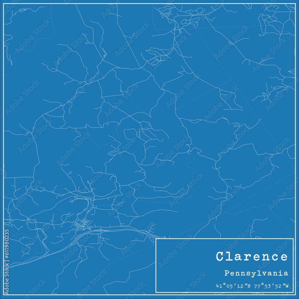 Poster Blueprint US city map of Clarence, Pennsylvania. – Wall Art ...