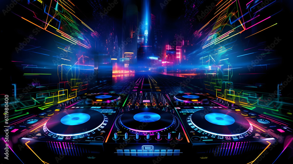 Dj neon wallpaper Stock Illustration | Adobe Stock