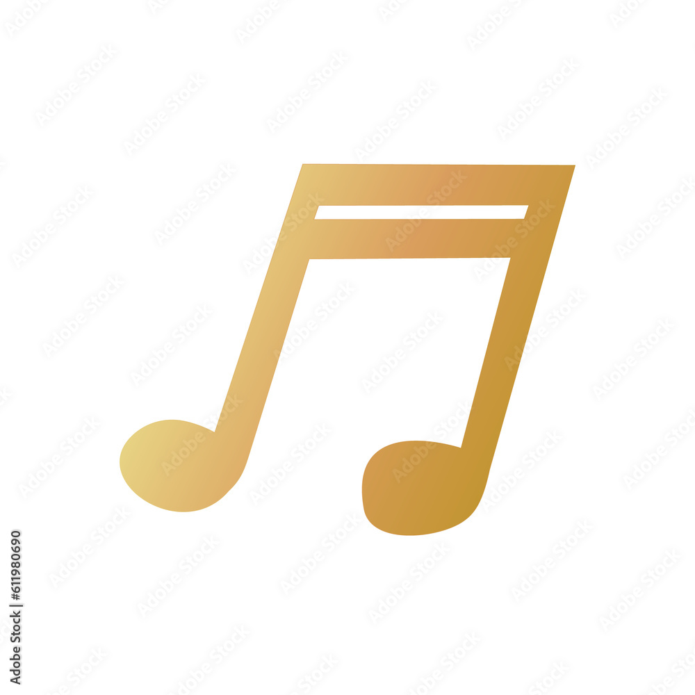 Note in gold color on transparent background, for music designs Stock ...