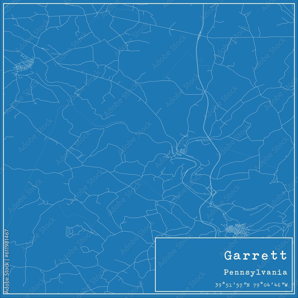 Blueprint US city map of Garrett, Pennsylvania. Stock Illustration ...
