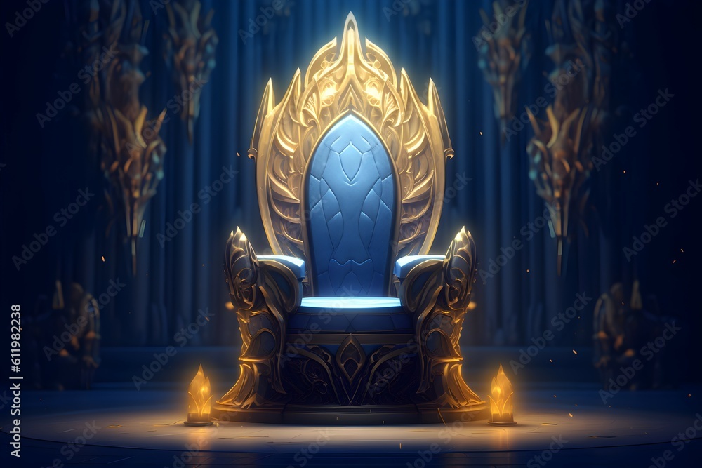 blue throne with golden elements behind it Stock Illustration | Adobe Stock