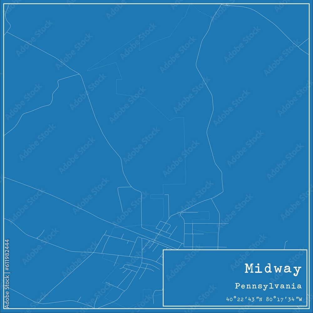 Fototapeta mapa świata dla dzieci Blueprint US city map of Midway ...