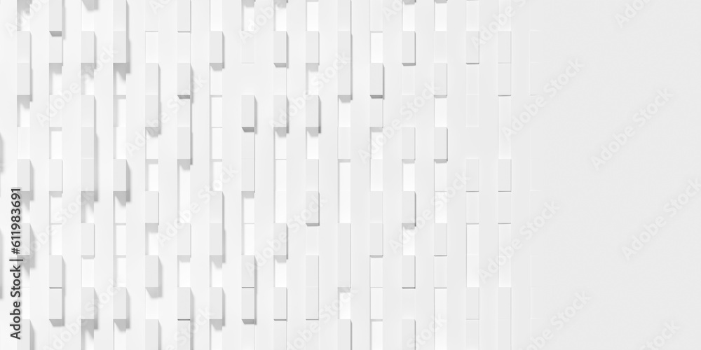 Random shifted and scattered inset and offset cubes geometrical white ...