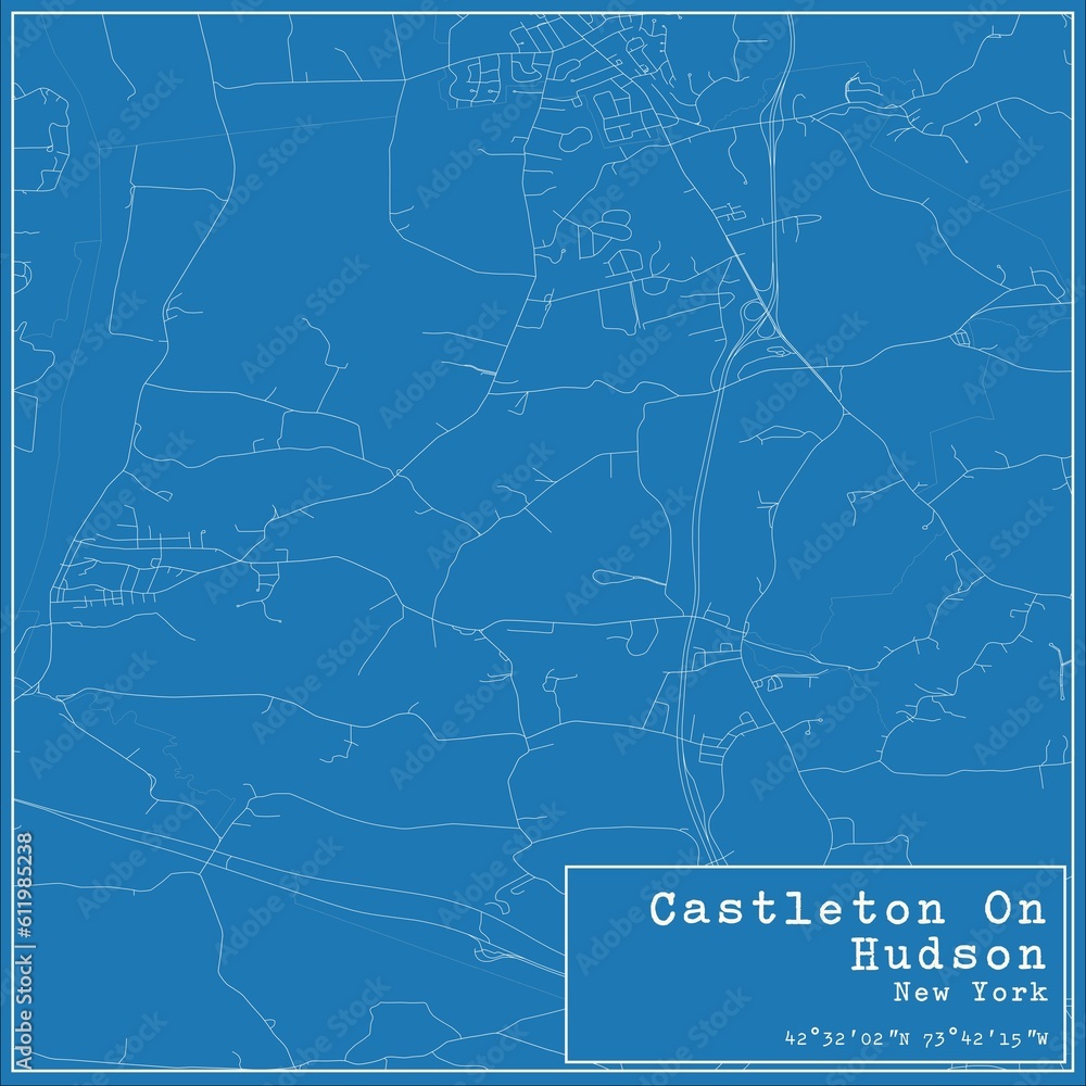 Blueprint US city map of Castleton On Hudson, New York. Stock ...