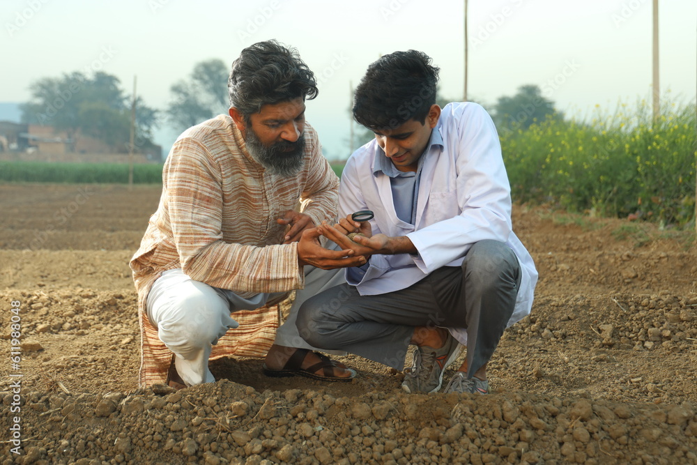 Doctor testing the soil and crop for the betterment of the agricultural ...