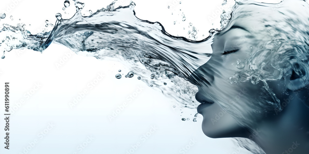 water flow effect from the side woman in wave Generative A Stock ...