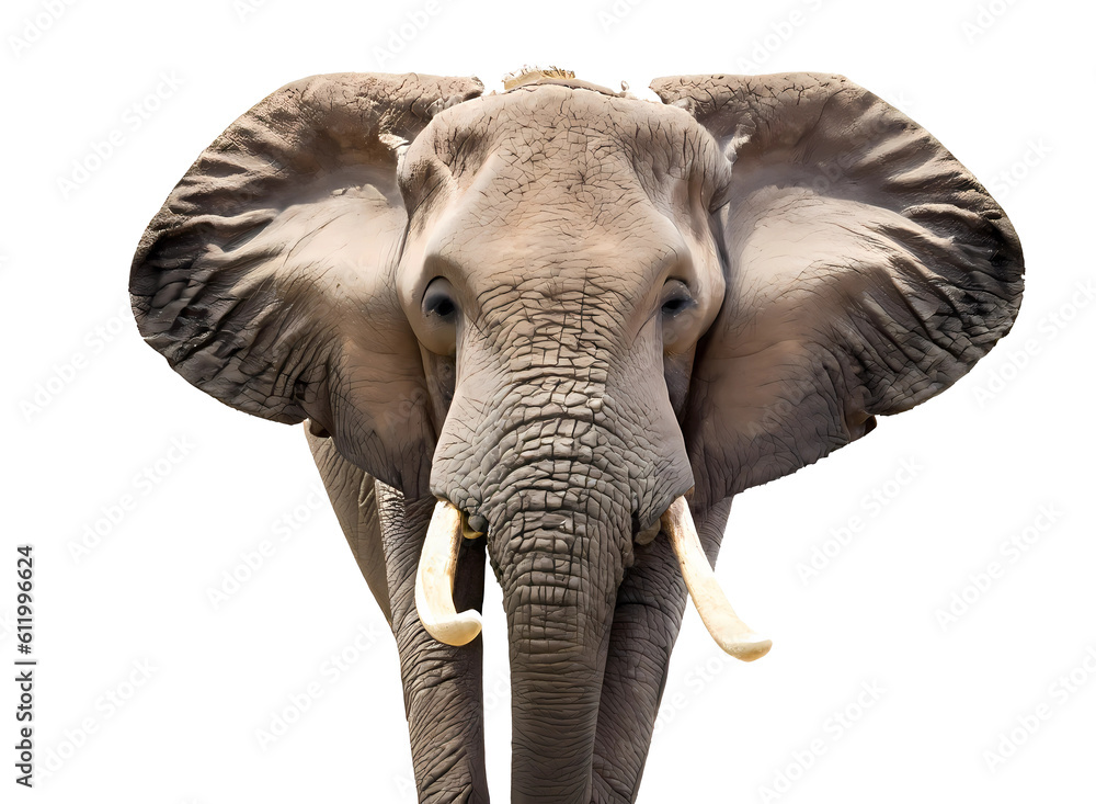 Elephant face shot isolated on transparent background cutout. Generated ...