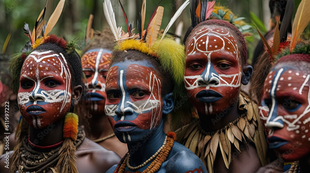 A tribe in the Amazon jungle. Generative AI Stock Illustration | Adobe ...