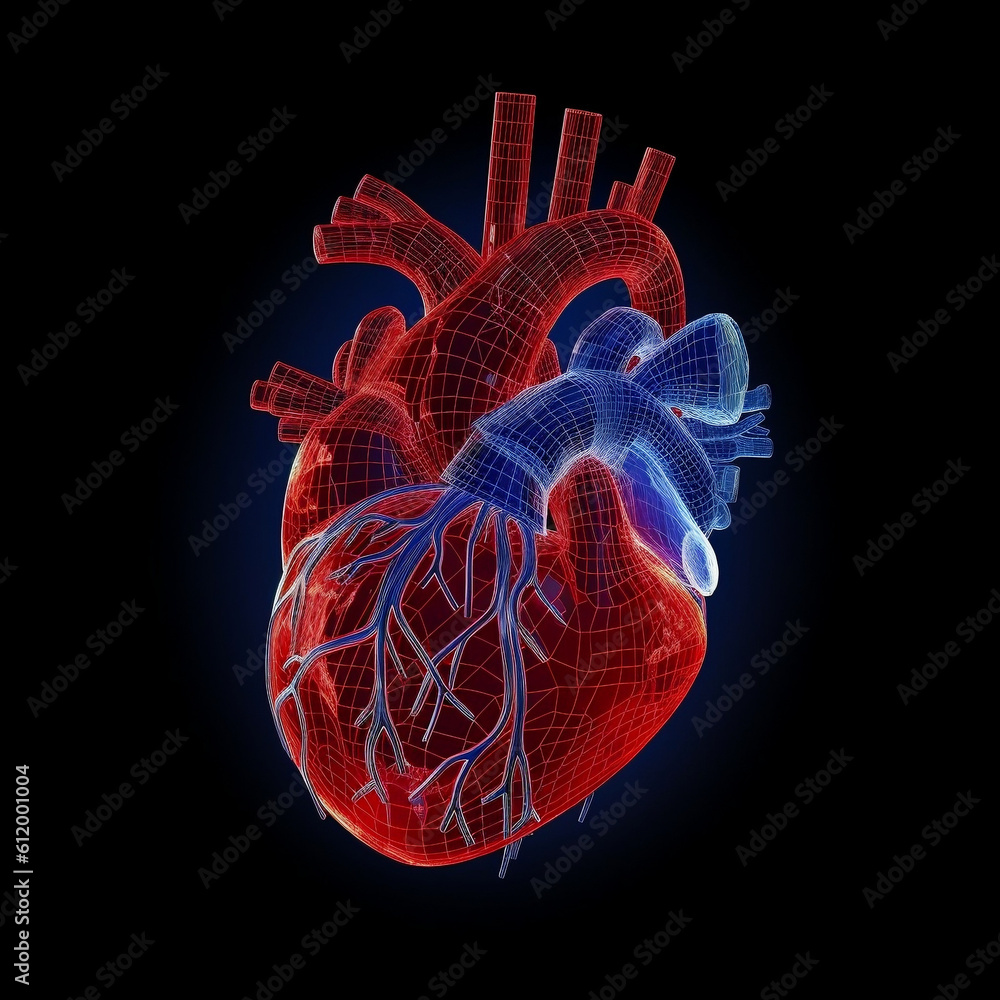 Coeur moderne anatomie médicale, 3D, IA génératif Stock Illustration ...