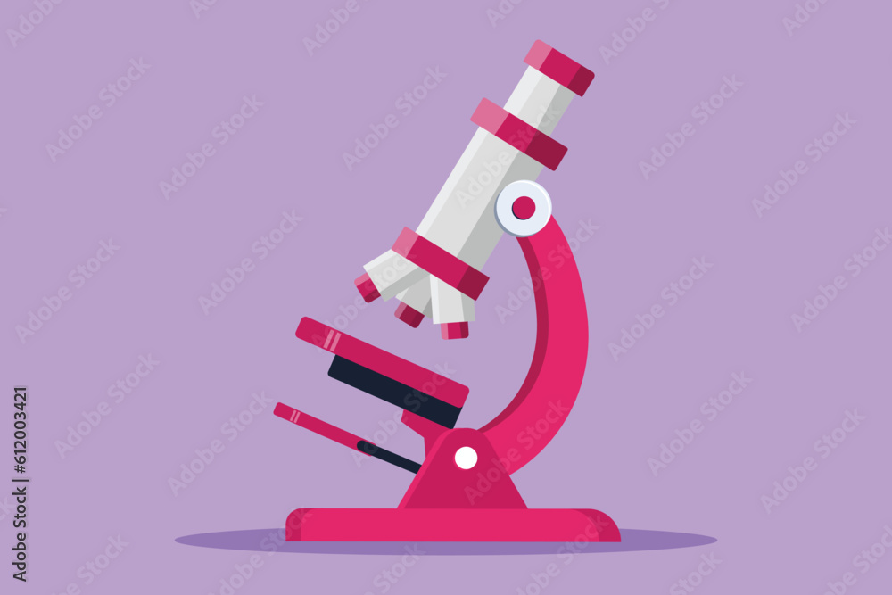Graphic flat design drawing stylized microscope logo, icon, symbol. Lab ...