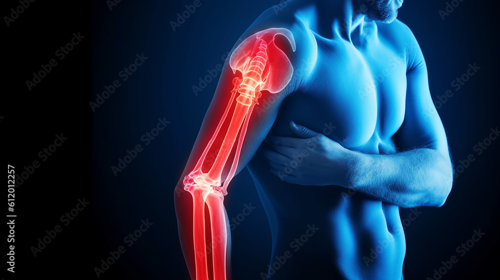 Digital bone on the human shoulder. Man suffering Injury caused by ...