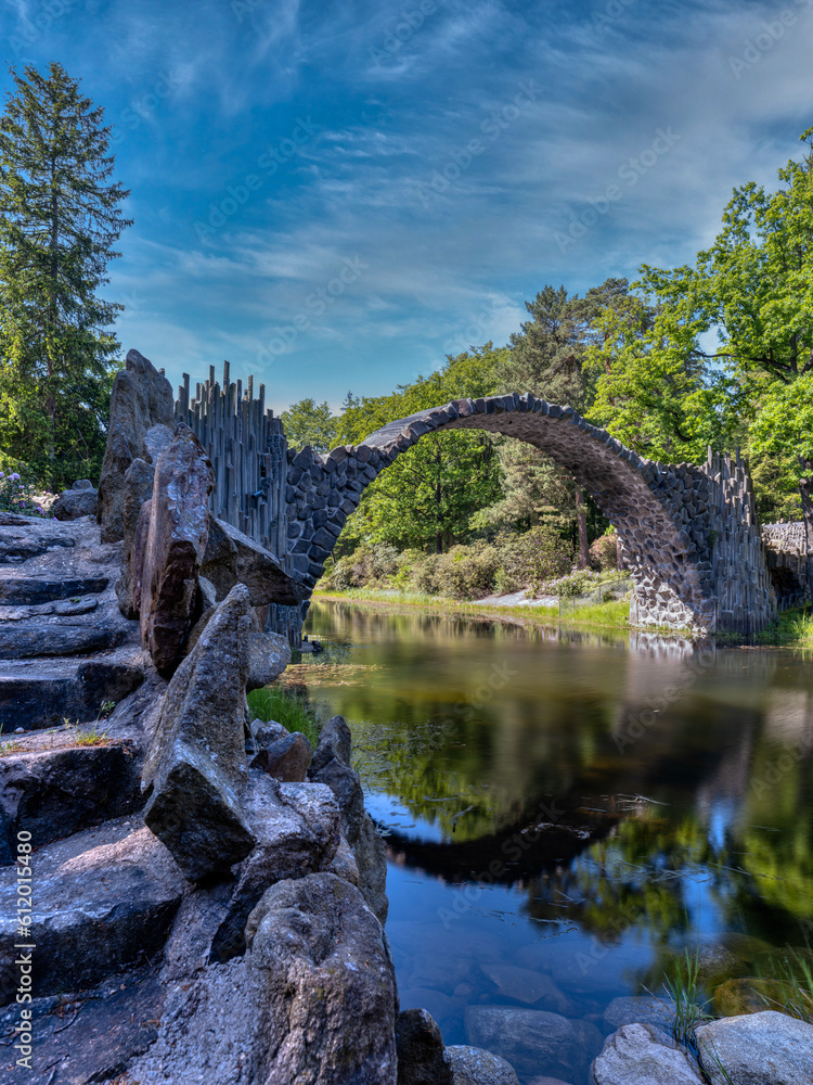 The Rakotz Bridge, also known as the Devil's Bridge, in Kromlau Stock ...