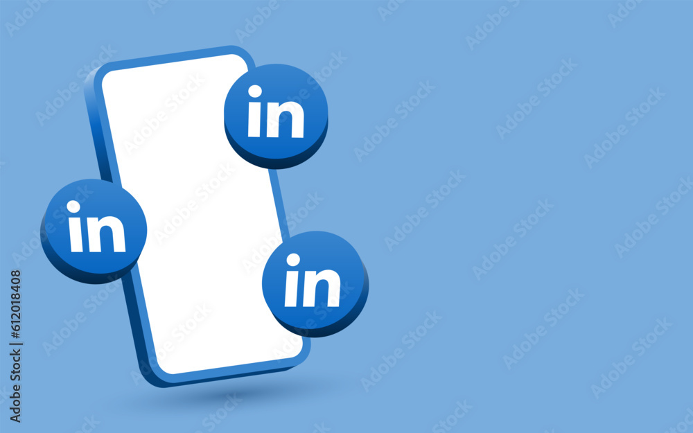 Smartphone with 3d linkedin logo social media icons. social media logo ...