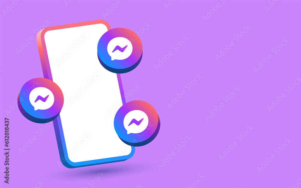 Smartphone with 3d messenger logo social media icons. social media logo ...