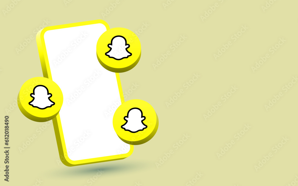 Smartphone with 3d snapchat logo social media icons. social media logo ...