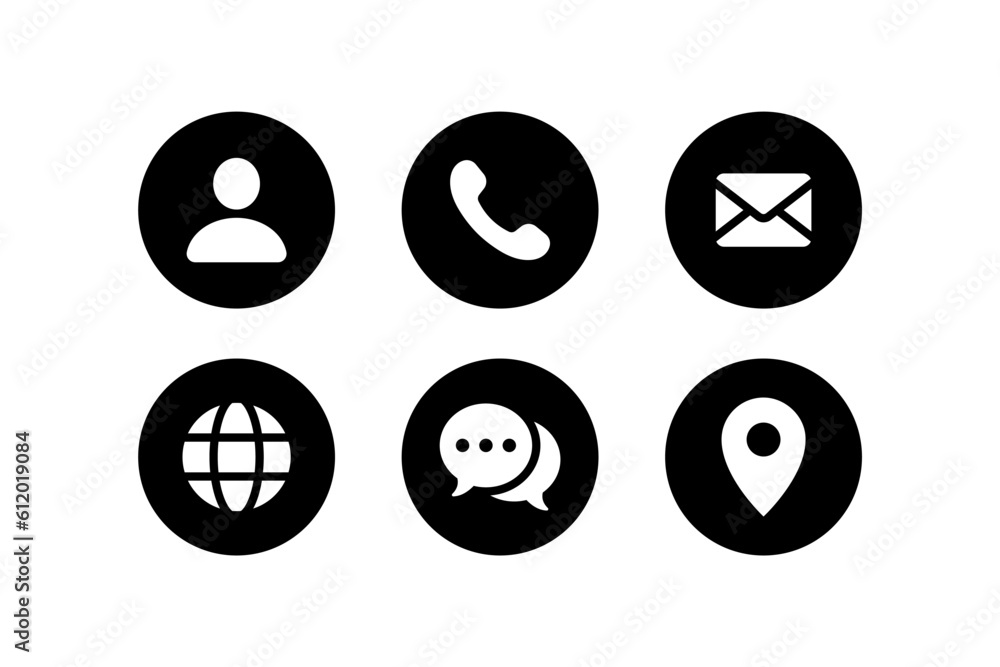 Contact web icon set. contact us icons , chat, message, envelope, mail ...