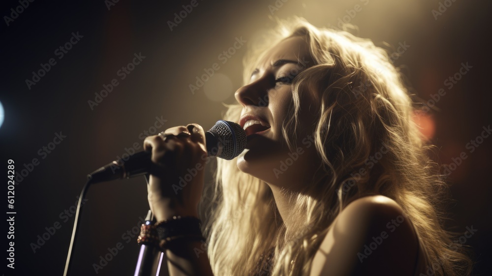 Pop Singer Female Caucasian Young Adult Performing on stage for a live ...