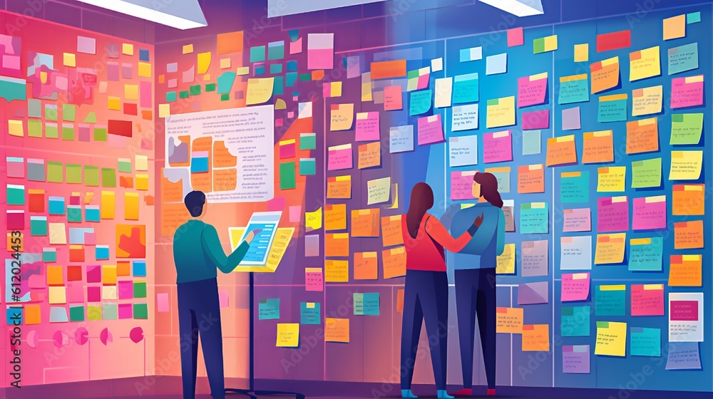 Illustration of a UX research team scrutinizing user data amidst charts ...