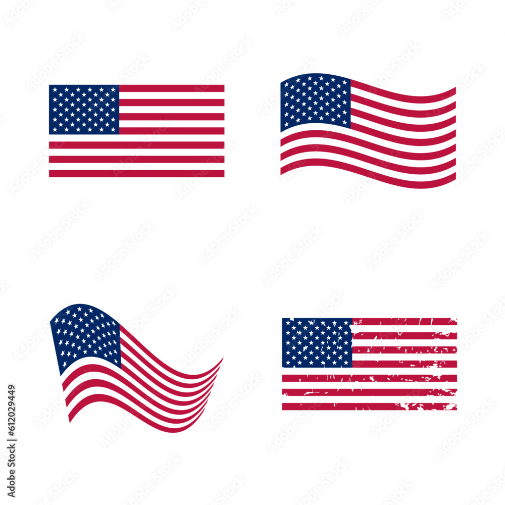 Clean 2-color USA American Flag AI Vector Set SVG - EPS Great for vinyl ...