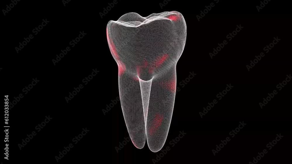 3D tooth rotating. Toothache Scanning Interface. HUD Tooth analyze ...