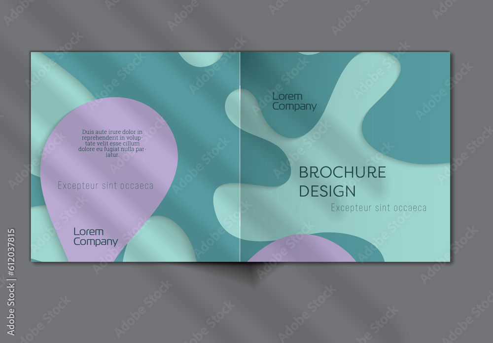 Brochure Cover Layout with Paper Cut Wavy Overlapping Shapes Stock ...