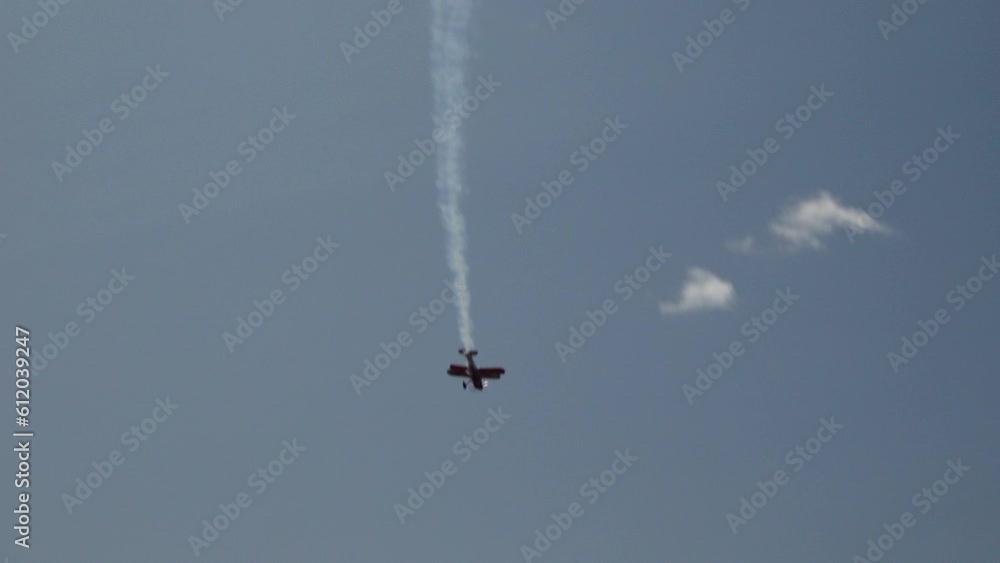Private plane crash. A small plane during an aerobatic simulation ...