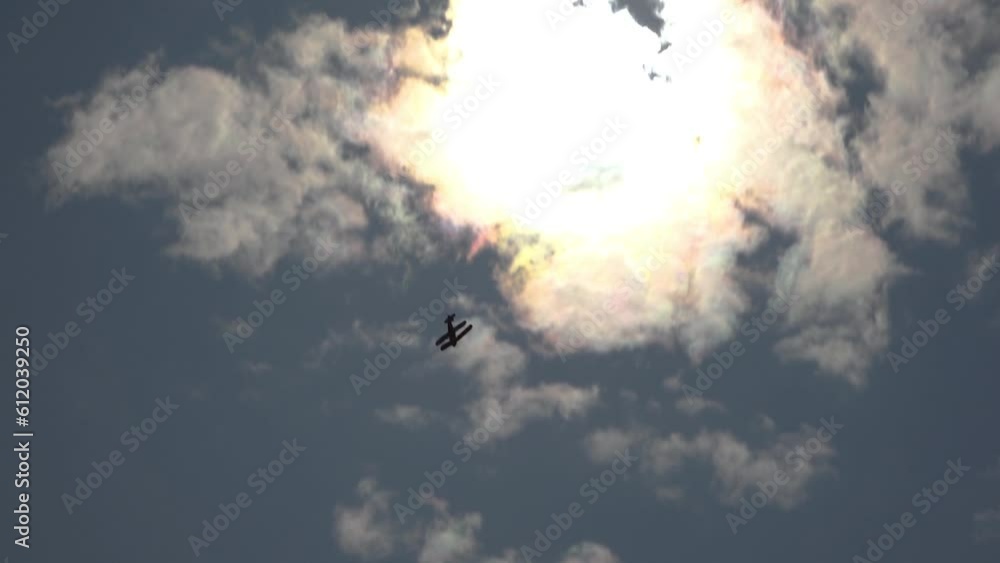 Private plane crash. A small plane during an aerobatic simulation ...