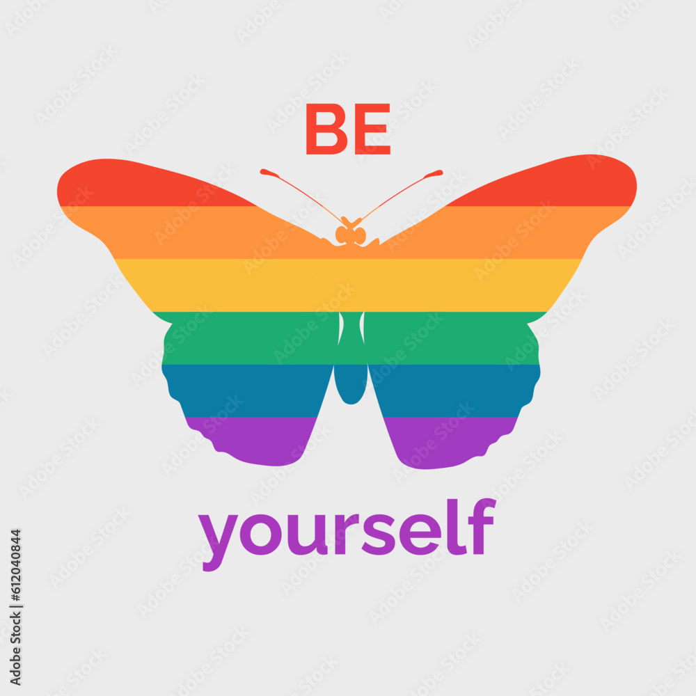 LGBT poster on a light background. Be yourself. Vector card for LGBTQIA ...
