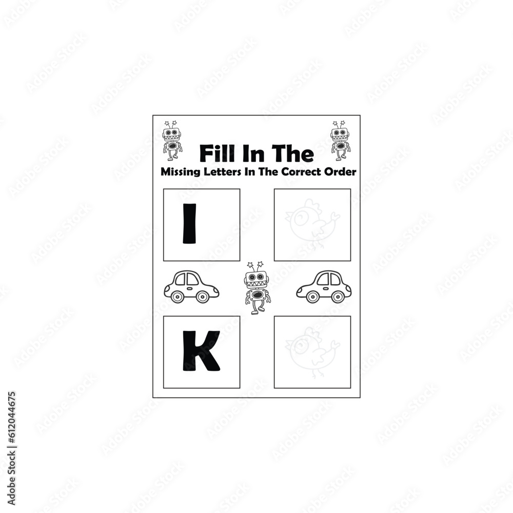 Fill In The Missing Letters In The Correct Order Stock Vector | Adobe Stock