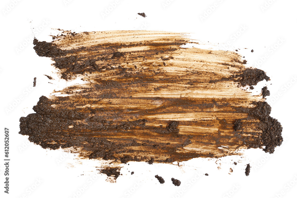 Wet mud, stains texture isolated on white background, top view and ...