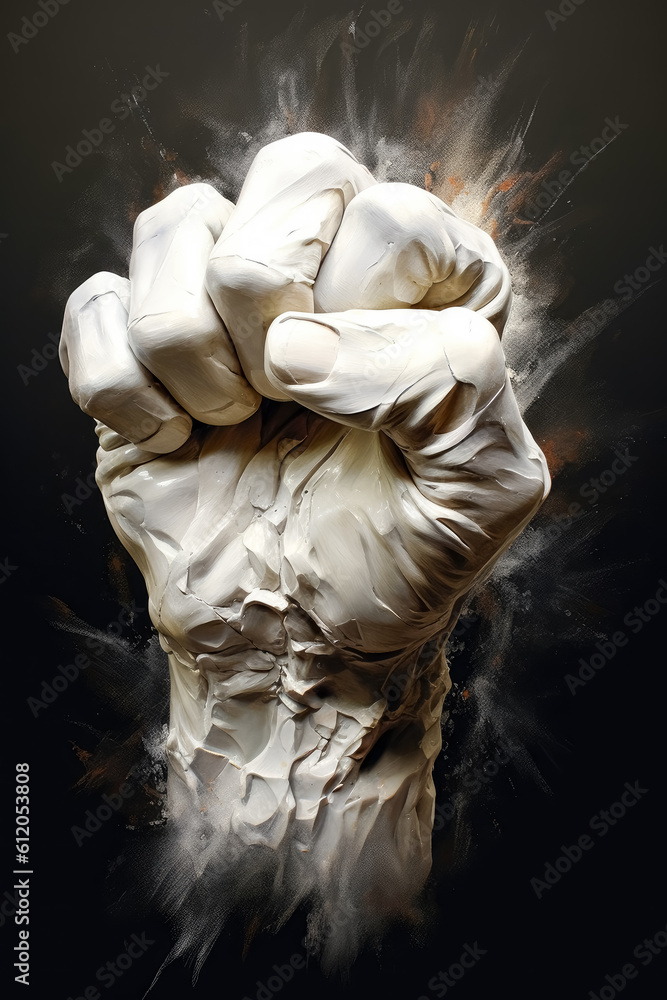Tightly clenched fist, knuckles white with the strain of enduring pain ...