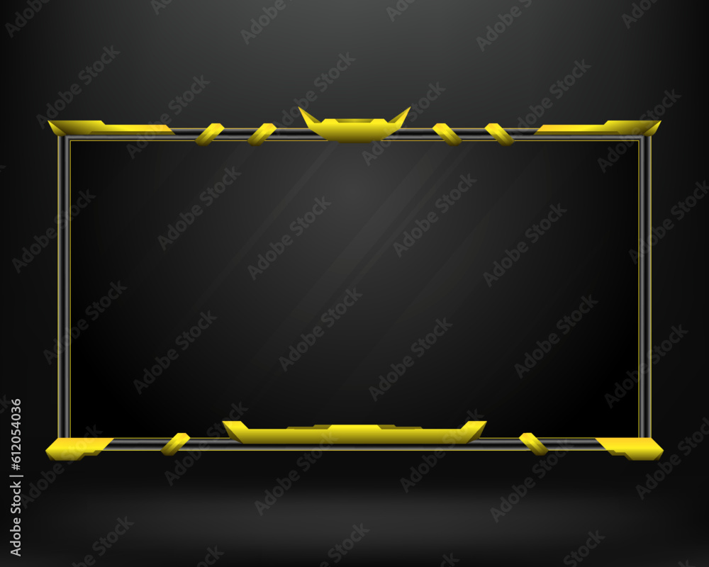 Abstract black and yellow live stream webcam overlay gui screen border ...