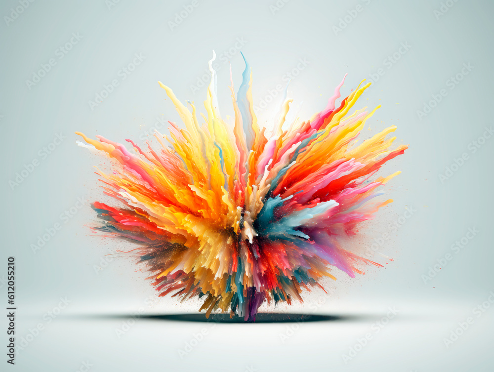 Realistic splash liquid explosion over a ligtht background. Ai ...