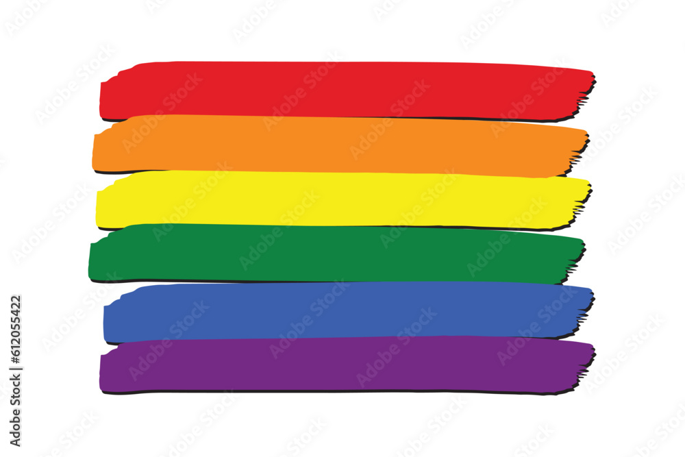 LGBT Flag with colored hand drawn lines in Vector Format. A six-band ...