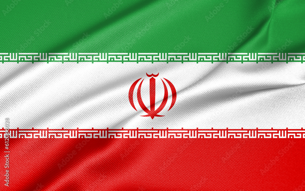 National flag Iran, Iran flag, fabric flag Iran, 3D work and 3D image ...