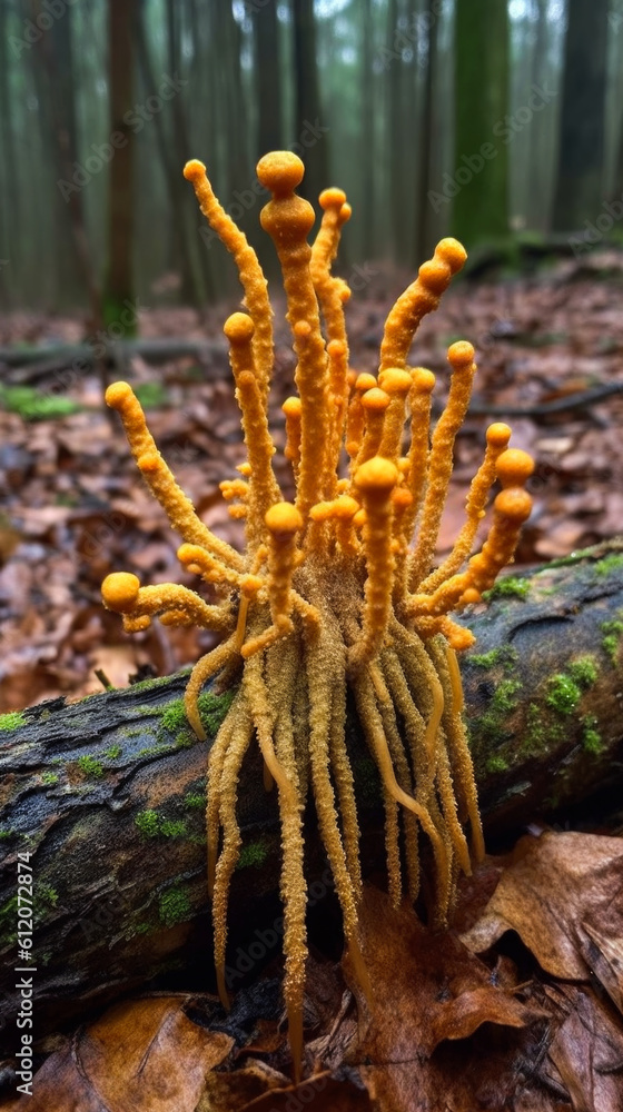 Cordyceps parasitic fungus growing on an ant, also known as zombie-ant ...