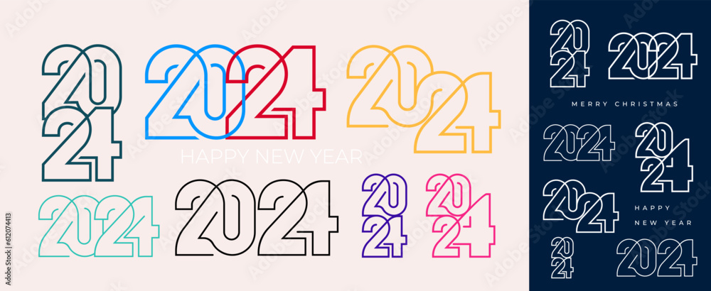 Set of colorful numbers 2024. Happy New Year 2024 design with unique ...
